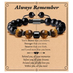 jewelry&card gifts for teens，boys, always remember you are braver than you believe bracelet, inspirational birthday gift ideas for teenage boys