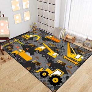 cafcioyg construction rugs for boys room play rug for cars and trucks car rug play mat kids rugs for playroom car rug for boys room construction decor for boys room,grey 2'5''×4'