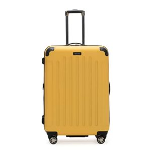 kenneth cole reaction renegade luggage expandable 8-wheel spinner lightweight hardside suitcase, honey butter, 28-inch checked