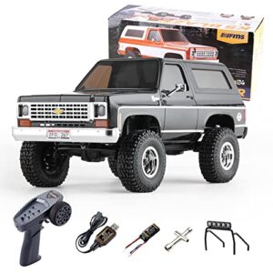 fms 1/24 rc crawler officially licensed chevy k5 blazer rc car fcx24 rtr rc pickup truck suv 4wd 2.4ghz hobby rc model 8km/h mini car rc off-road remote control car (black)