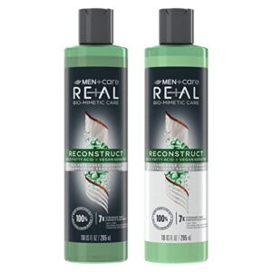 dove men + care real bio-mimetic care shampoo & conditioner reconstruct 2 count for damaged hair sulfate free shampoo & silicone-free conditioner with coco fatty acid + vegan keratin 10 oz