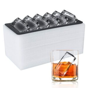 crystal clear ice cube maker - make 6 large ice cubes upgrade 4x1.6x2inch clear ice cube tray bpa-free silicone for gifts,cocktail,whiskey,bourbon drink