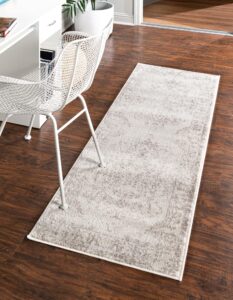 rugs.com oxford collection rug – 2' 7 x 12' runner ivory low rug perfect for hallways, entryways