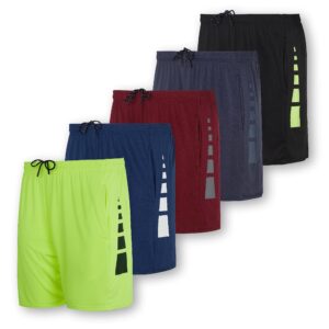 5 pack: mens 5 inch gym shorts running workout dry fit athletic active short for men with pockets inseam basketball fitness quick training summer tennis sport exercise track casual work - set 2, l