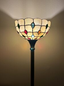 enjoy decor lamps tiffany torch floor lamp gold stained glass peacock tail crystal beans led bulb included for living room dining room bedroom 12" w*12" d*66" h