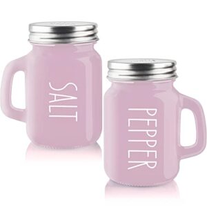 pink salt and pepper shakers set - dayyet 4 oz pink kitchen decor and accessories for home restaurants weddings - cute glass shaker sets with stainless steel lids