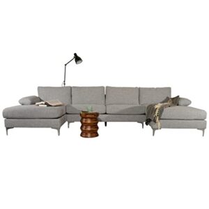 casa andrea milano modern large tweed fabric u-shape sectional sofa, double extra wide chaise lounge couch