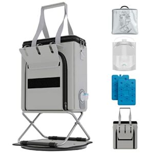 camping cooler bag with 360° rotation stand and 4l food grade bladder, wine tote cooler bag with shoulder strap features a dispenser, insulated & leakproof, great for outdoor enthusiasts