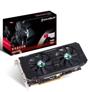 maxsun amd radeon rx 580 8gb 2048sp gddr5 computer video graphics card gpu for pc gaming 256-bit directx 12 dvi, hdmi, displayport multi monitors extend (black)