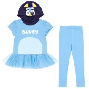 bluey toddler girls cosplay t-shirt dress and leggings outfit set 4t