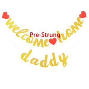 vrogadso welcome home daddy banner pre-strung no diy rose gold glittery party decorations