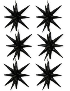 house of party black star balloon 6 pcs - 22 inch foil star balloons metallic shine | star mylar spike balloons for halloween decorations outdoor or indoor & bachelorette party supplies