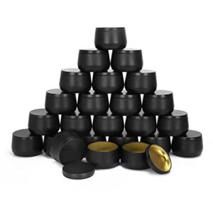 beyoung candle tin cans 24 pieces, 8 oz round metal candle jars with lids, ideal for candles making/arts & crafts/storage gifts,black