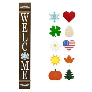 fall welcome sign for front porch standing, 5ft tall outdoor welcome sign for porch, interchangeable welcome sign, welcome fall sign, fall front porch sign, vertical welcome sign for front door