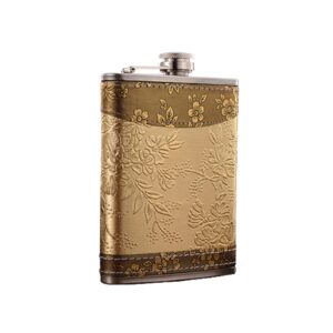 dhinkyoung golden pattern hip flask 8oz for men/women,personalized vintage hip flask portable whiskey flask leak proof pocket hips flask for climbing camping barbecue bar party drinker