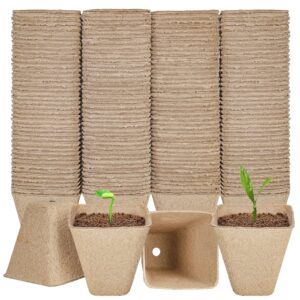 yesiace 126 packs square peat pots, 3.15 inch seed starting pots with drainage holes square nursery pot,biodegradable eco-friendly round plant seed starter peat pots germination seedling trays