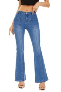 decivi women bootcut flare jeans mid rise stretchy curvy bell bottom denim pants