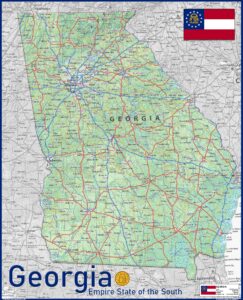 georgia state poster map - 16.5 x 20.4 inches - paper laminated