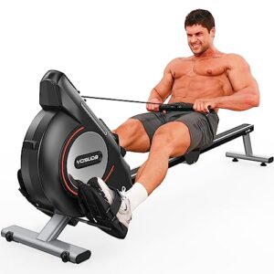 yosuda magnetic rowing machine 350 lb weight capacity - 16 levels resistance for home use with lcd monitor, tablet holder and comfortable seat cushion