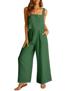 anrabess women's 2 piece outfits linen pants jumpsuit matching lounge set casual summer beach vacation trendy clothes grass small