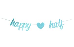 happy half banner, baby boys/girls' 6 months/half year birthday, baby shower party blue gliter paper sign