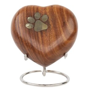 stonlif pet memorial wood urns for dog or cat ashes,small 3 cubic inches wooden urns heart shape paws design urn for ashes for dogs, pet urns for cats, loss pet memorial remembrance gift - pattern 1