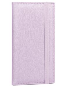 zreal checkbook cover for women, premium vegan leather checkbook covers for personal checkbook with pen holder, slim checkbook cover with duplicate flap (light purple)