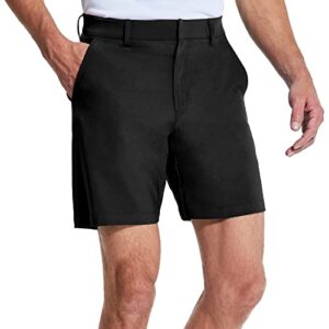 mier men's hiking shorts 8" lightweight outdoor work shorts for men travel golf camping casual with 5 zipper pockets, black, xxl