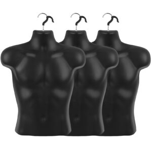 lallisa 12 packs male mannequin torso dress form tshirt display half maniquin body rounded waist hollow back body with hanging hook for clothes display shows photos or design sewing (23.23 x 19.29'')