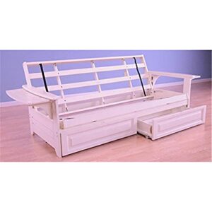 homestock natural beauty futon frame/antique white finish/storage drawers