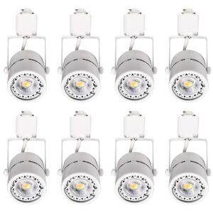 eaglod 10w h track lighting heads,dimmable led track light fixtures for accent retail artwork,3000k warm white, linear track light h type - 120v 24° angle halo type- 8 pack (white)