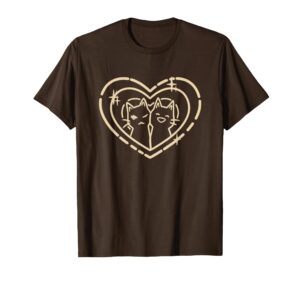 cute kawaii y2k coquette heart with cats t-shirt