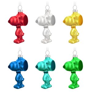 hallmark keepsake christmas ornaments 2023, the peanuts gang snoopy, glass ornament, set of 6, gifts for peanuts fans