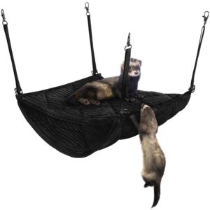 2 brothers wholesale ferret hammock for cage - plush double bunk bed hanging clips - perfect for 2 or more small pets! (rats, ferrets, hamsters, guinea pigs, chinchillas & squirrels) - black