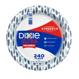 dixie ultra disposable paper plates, 8 ½ inch, lunch or light dinner size printed disposable plates, 240-count