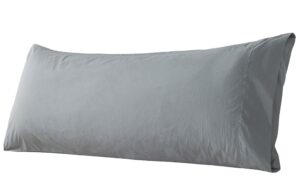 whatsbedding body pillow cover cotton fabric, long pillowcase breathable & skin-friendly, envelope closure - grey (21x54 inch)