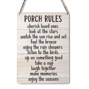 farmhouse porch rules wooden sign wall decor rustic porch quote wood plaque hanging sign decoration for home door 8"x10"