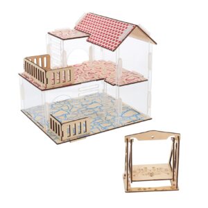 balacoo 1 set hamster villa gerbil hideout small animal play toys tunnel house guinea pig hideout guinea pig hideaway hedgehog hut hamster hut rat playground guinea pig cage acrylic wooden