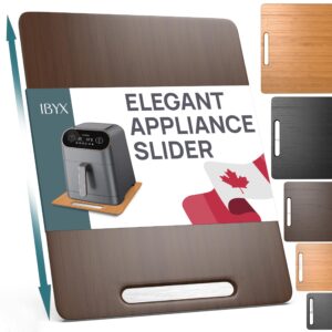 ibyx elegant sliding tray for your coffee maker & heavy kitchen appliances - sturdy, slides easily from under the cabinet (brown, large - long (12” x 16”))