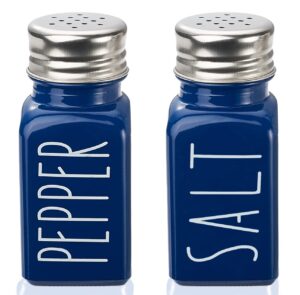 farmhouse salt and pepper shakers set,kitchen blue decor,glass salt and pepper shakers set,cute salt shaker,gift for women,modern farmhouse decor,home decor,no rubbing off (2 blue)