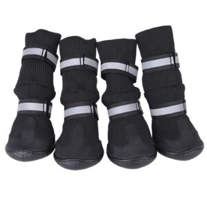 4pcs set waterproof, anti slip protective boots dog boots pet dog shoes for large dogs red l ()