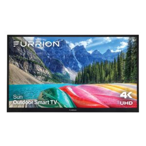 furrion aurora 55-inch sun 4k uhd led smart outdoor tv - weatherproof outdoor television with hdr10, anti-glare, 1,500-nit led screen, impact-resistant screen, external antenna for sunny outdoor areas