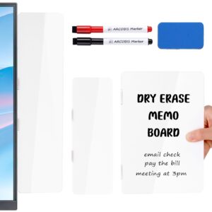 arcobis acrylic dry erase white board with side magnets, 3 pcs magnetic memo whiteboard with 2 markers and 1 eraser, removable to-do list board for computer monitor, refrigerator, desk