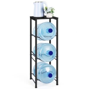 water bottle holder organizer 5 gallon water jug holder with shelves, 3-tier water bottle dispenser stand for kitchen living room office, black