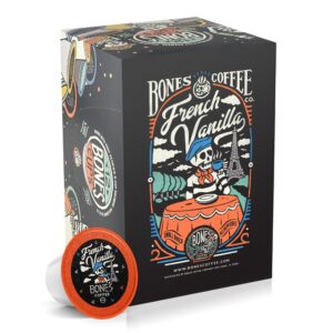 bones coffee company flavored coffee bones cups french vanilla flavored pods | 12ct single-serve coffee pods compatible with keurig 1.0 & 2.0 keurig coffee maker