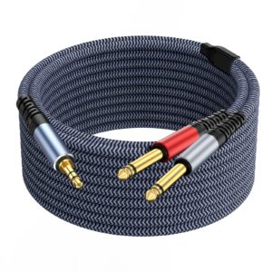 taisusan 1/8 stereo to dual 1/4 mono cable 15ft, 3.5mm to dual 1/4 cable, 1/8 inch trs stereo to dual 1/4 inch splitter