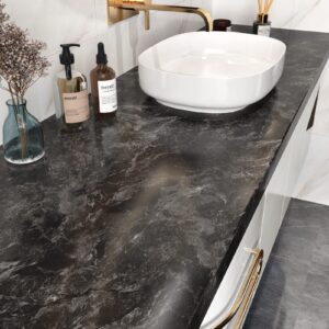 black marble contact paper peel and stick countertops 15.8" x 78.7" decorative wallpaper waterproof marble contact paper for countertops removable wall paper black vinyl film for cabinets liner