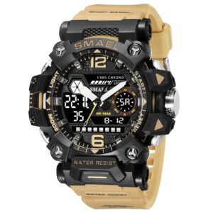 aimes men's watches tactical outdoor sports waterproof military watch analog digital date multi function large dual display mens wristwatch