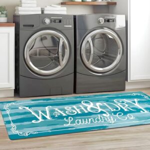 kozyfly laundry room rug runner 20"x60" non slip laundry rug kitchen rugs washable laundry room mat waterproof mudroom floor carpet runner bathroom laundry room decor farmhouse rugs, 2x5, teal