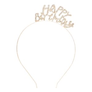 ondder gold happy birthday headband for women & girls - shiny rhinestone tiara for birthday parties